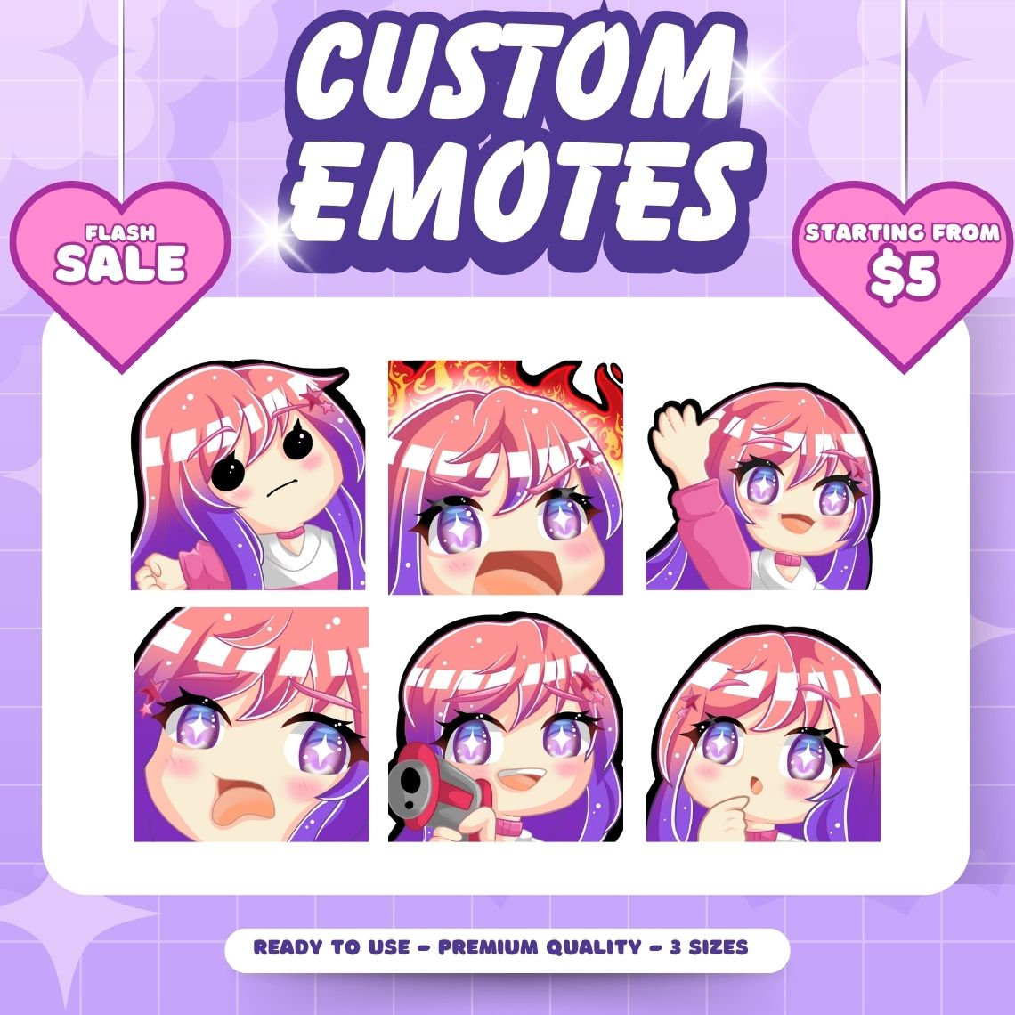 Custom Twitch Emotes, Animated Emotes, Vtuber Emotes, Kick Emotes, Sub ...