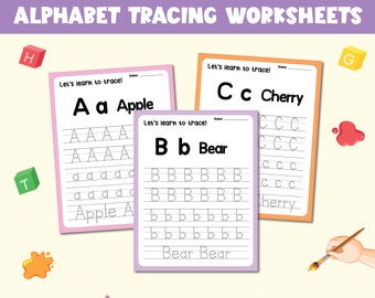 Alphabet Tracing Worksheets, ABC Preschool Worksheets, Letter Tracing ...