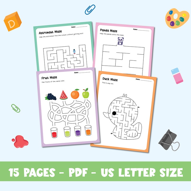 Maze Printables Maze Worksheets for Kindergarten Preschool Kids ...