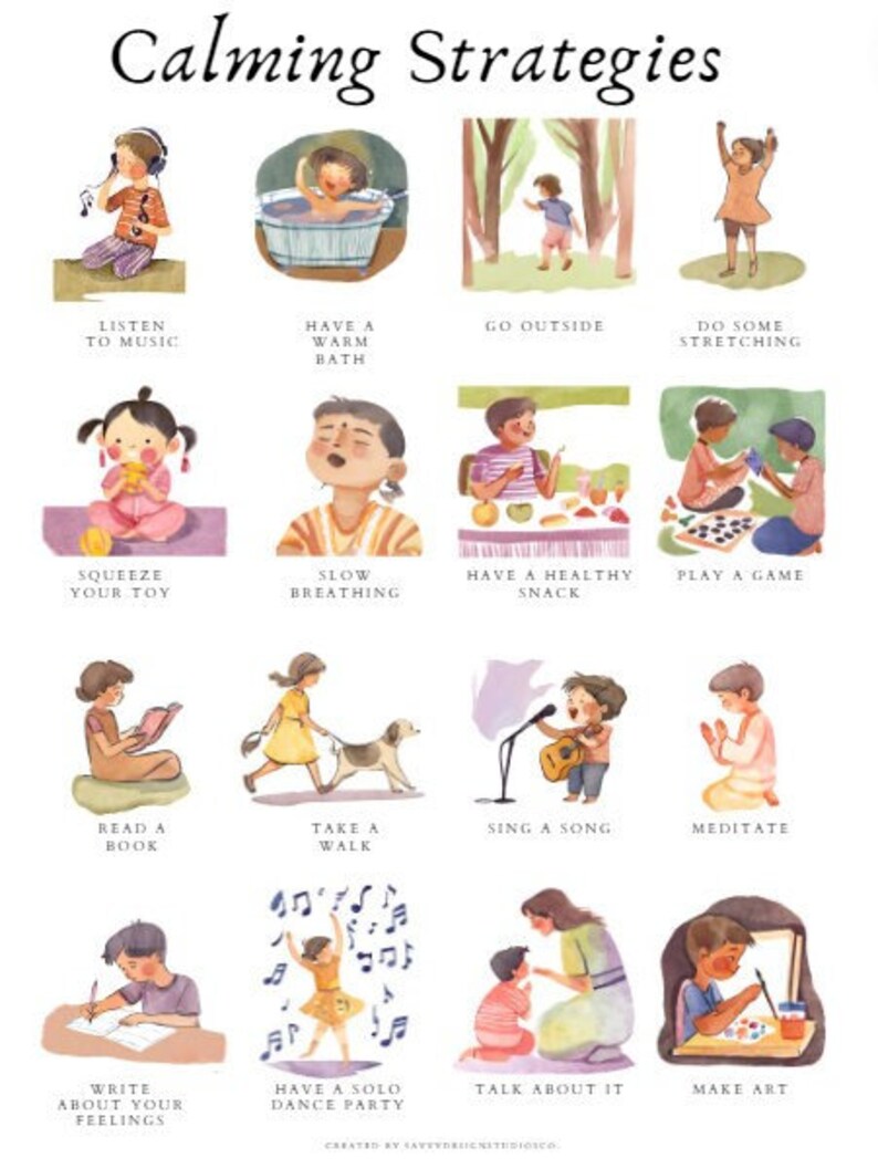 Diverse Calming Strategies Watercolor Poster - Etsy