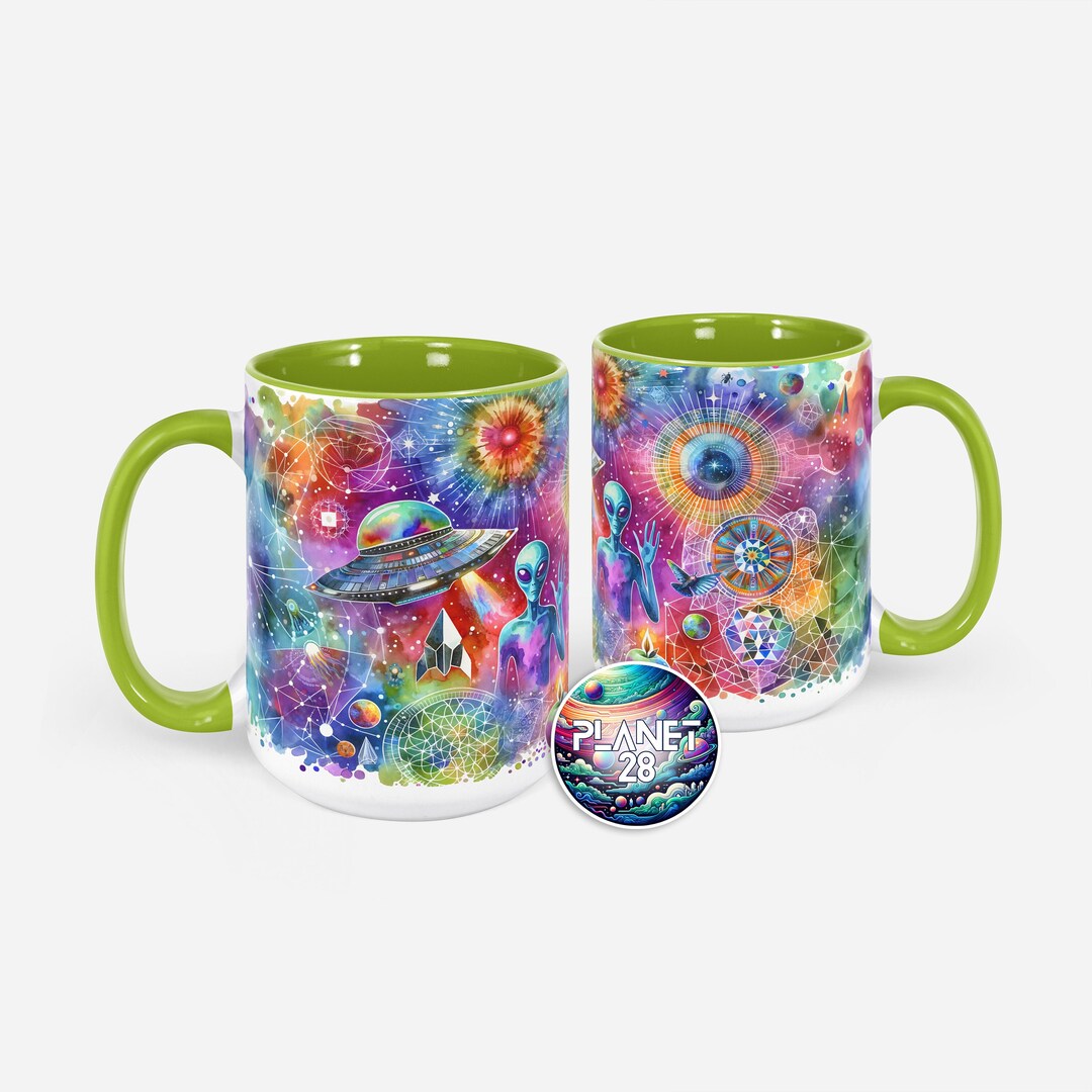 Alien Coffee Mug Psychedelic Alien Mug UFO Space Mug Alien Mug Astral ...
