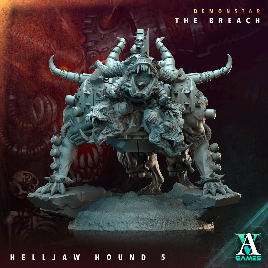 Helljaw Hound Chaos Beast 5 Poses Archvillain Games Warhammer 40K 3D ...