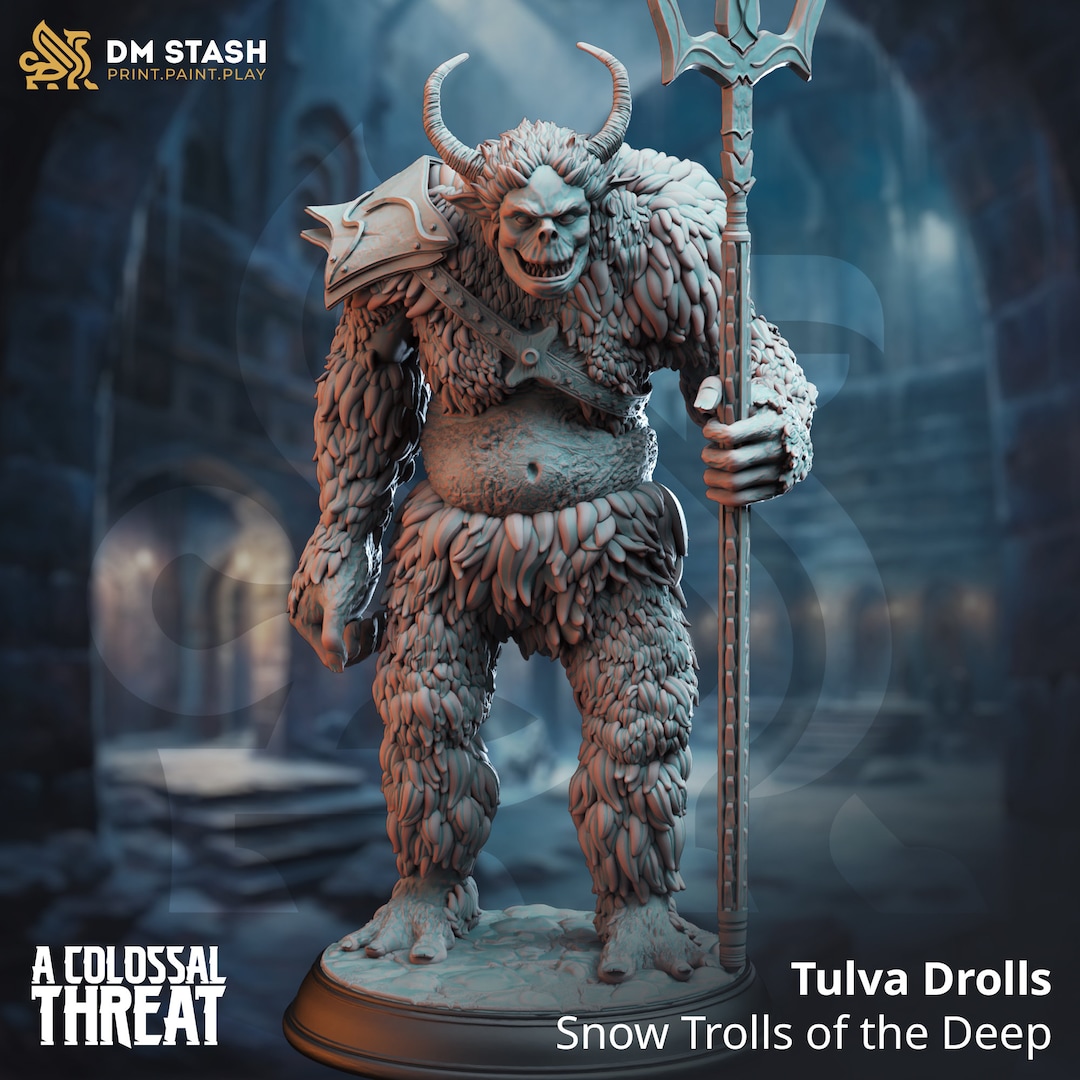 Arctic Snow Trolls 3 Styles 3D Printed Miniature D&D Dungeons and ...