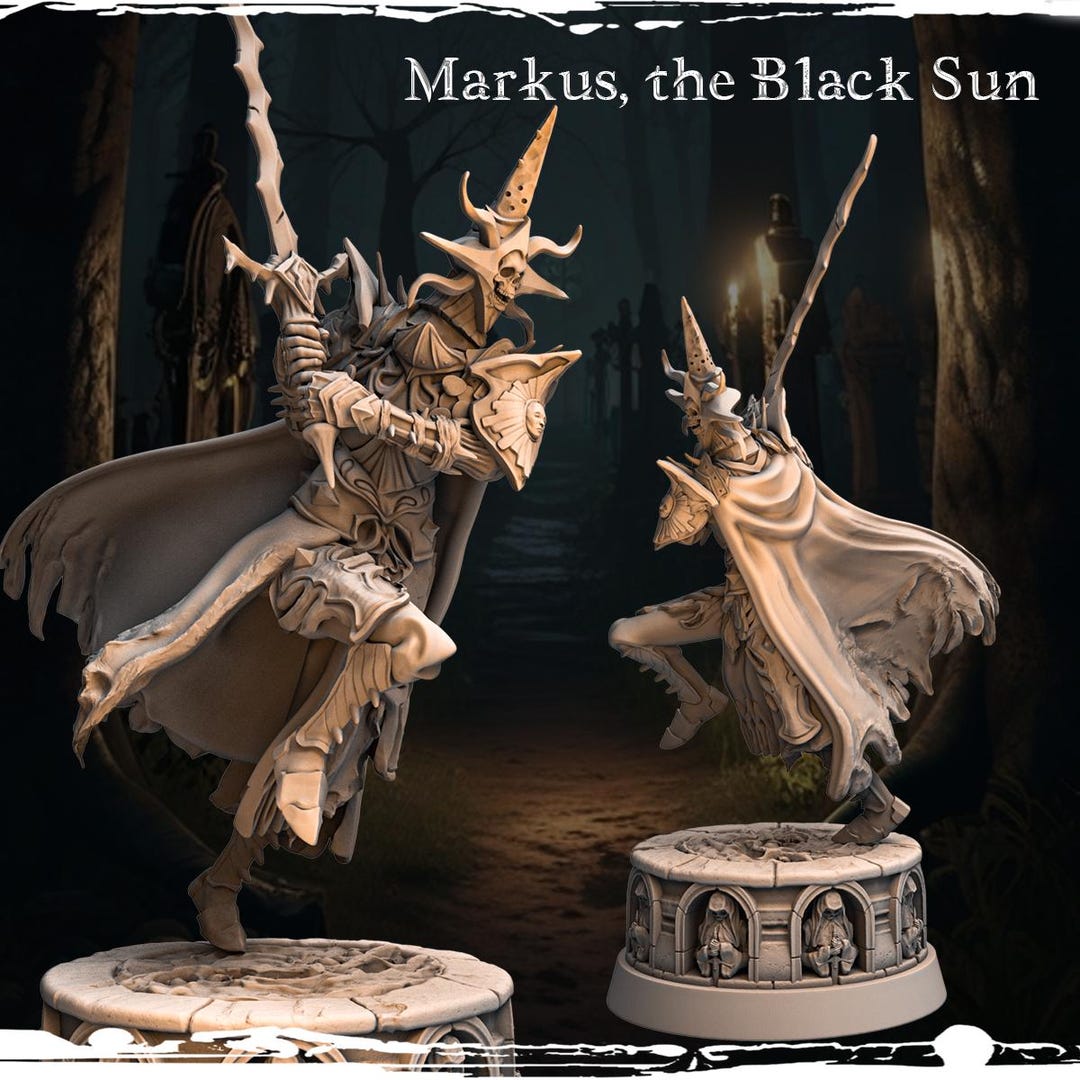 Markus the Blacksun 75mm Scale 3D Printed Miniature Fantasy Dungeons & Dragons Gift Hobby ...