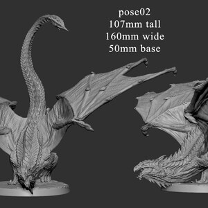 Adolescent White Dragon - 2 Poses - 3D Printed Miniature - Mini Monster ...