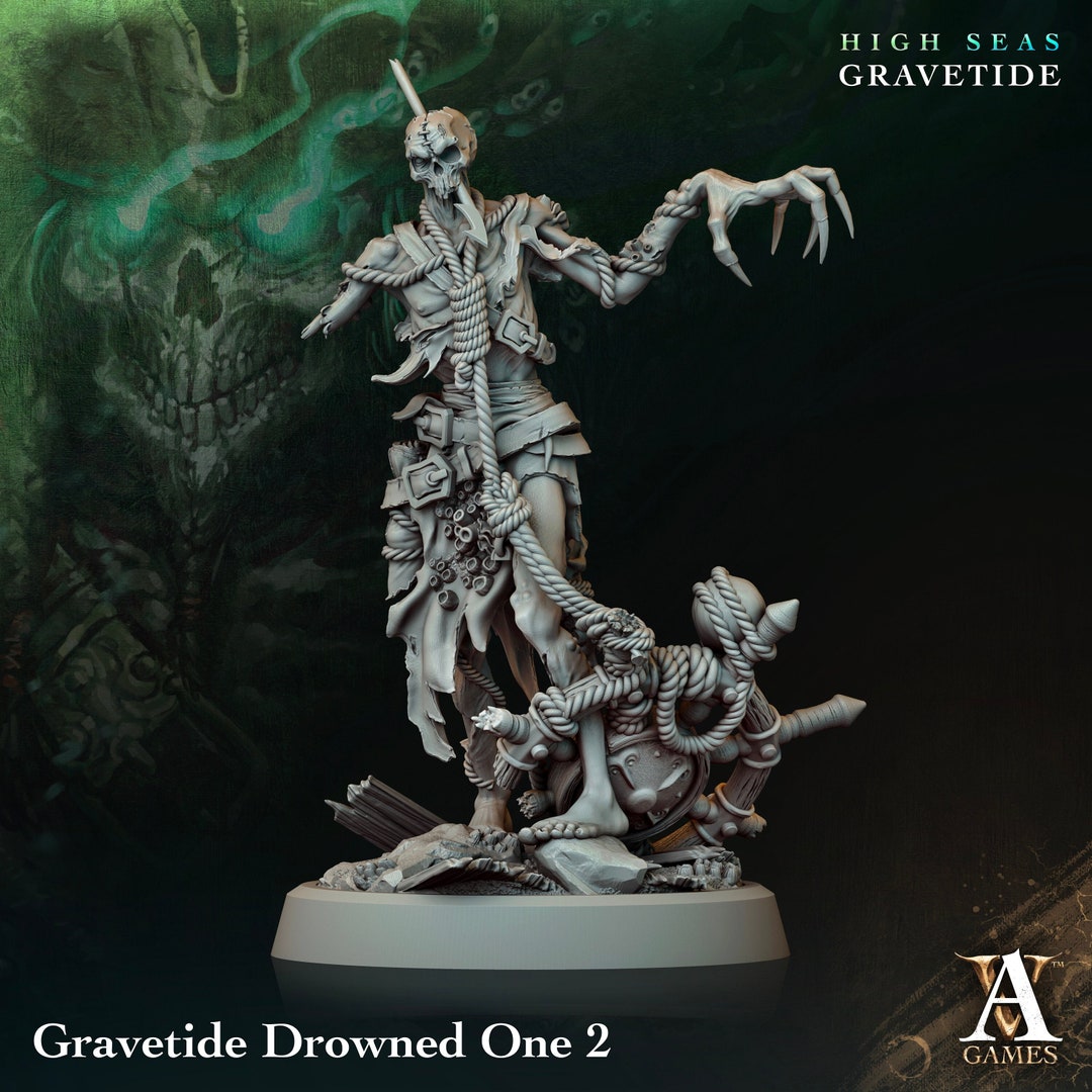 Drowned Undead Pirate 4 Poses 3D Printed Miniature D&D Pathfinder ...