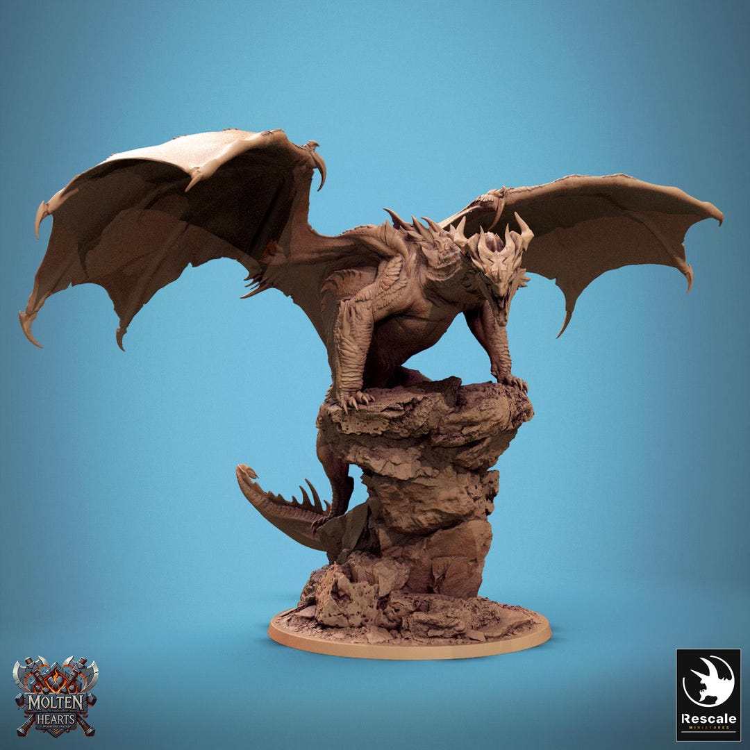 Red Dragon 3D Printed Miniature Rescale Miniatures Dungeons and Dragons ...