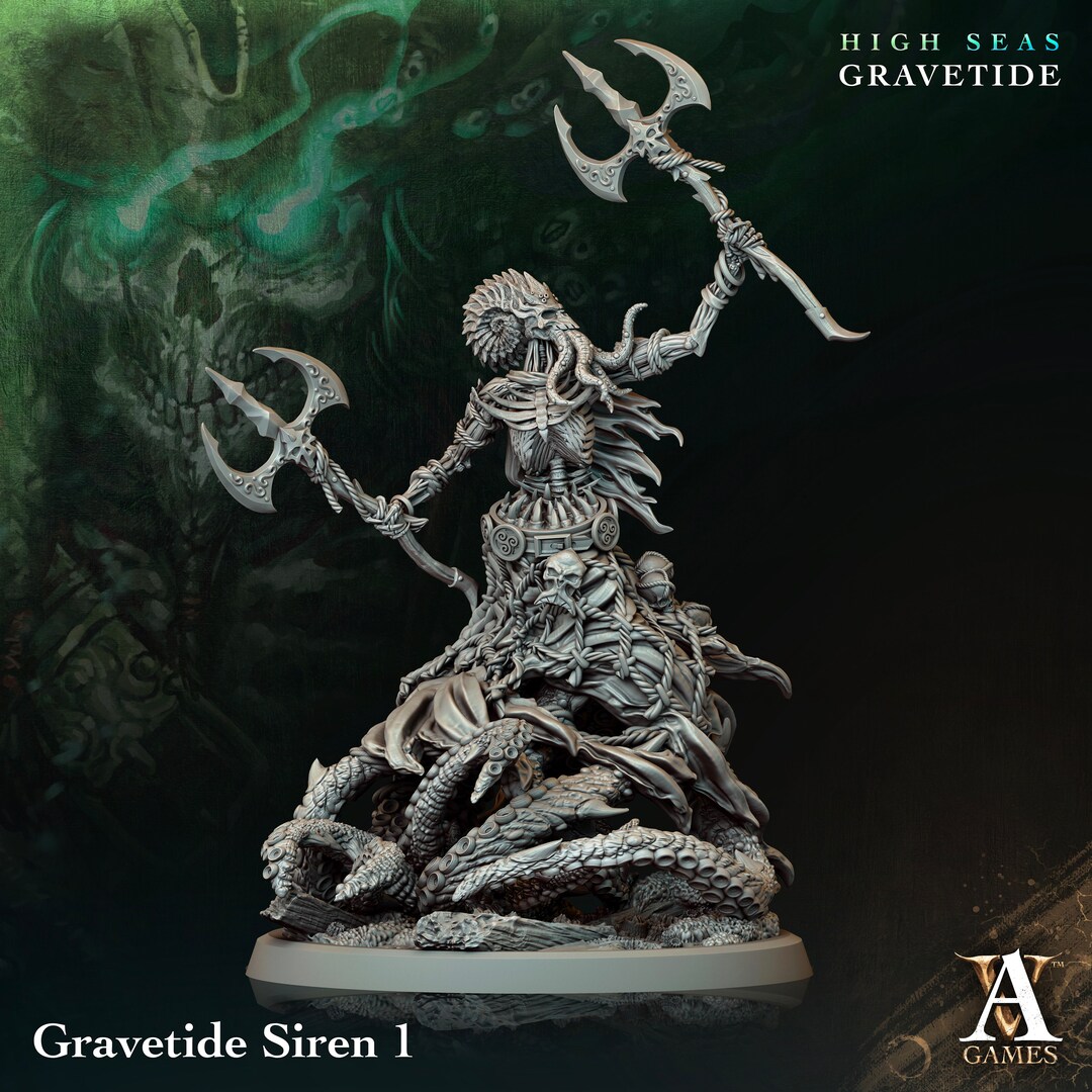 Undead Siren 4 Poses 3D Printed Miniature D&D Pathfinder Archvillain ...