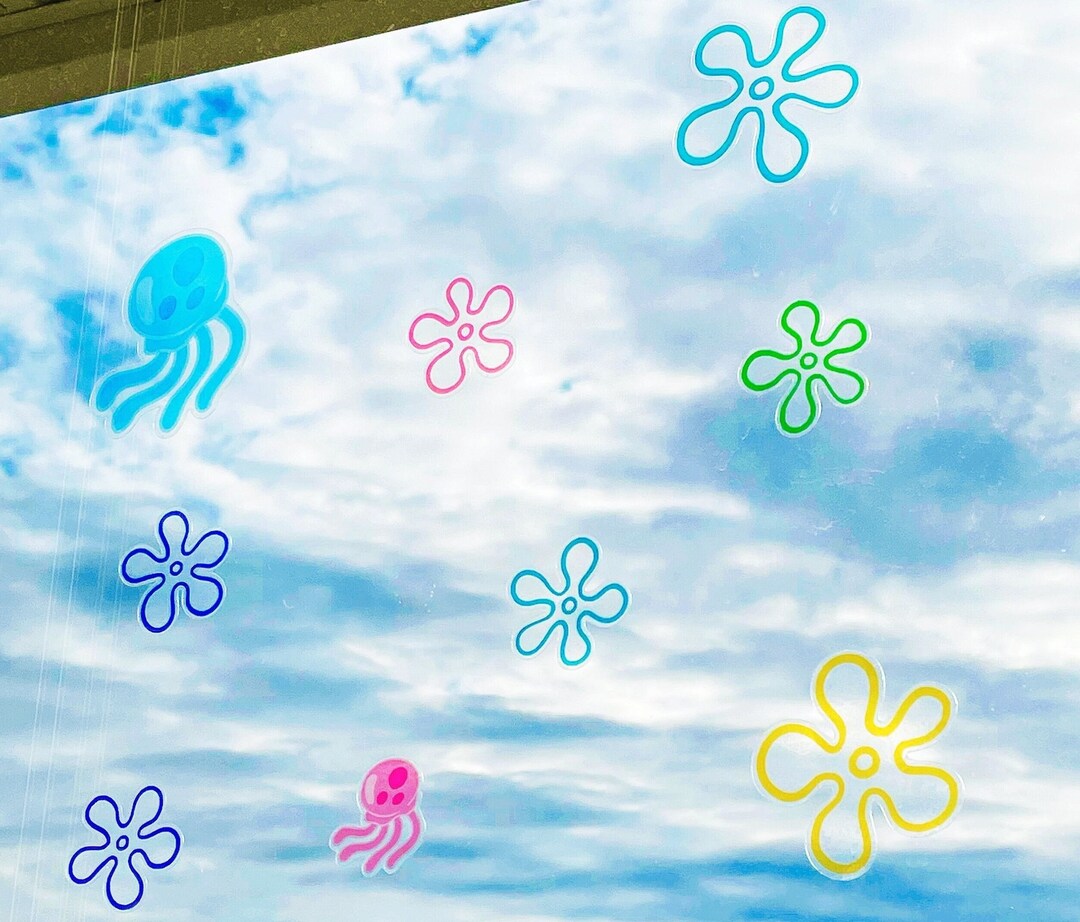 Spongebob Flower Clouds and Jellyfish Transparent Window and Wall ...