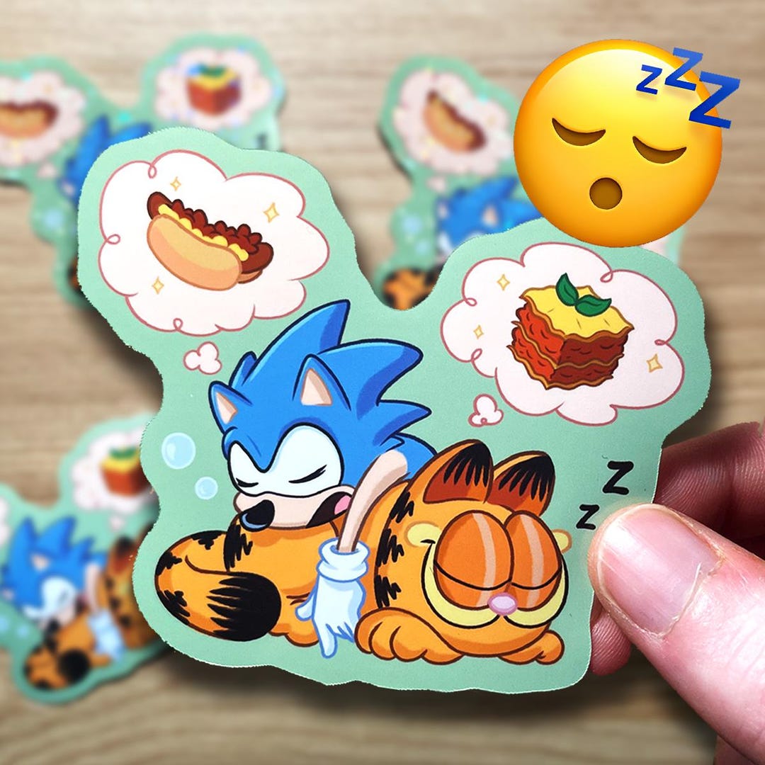 Sonic With Lazy Orange Lasagna Cat Garf Cute Kawaii Sleeping Crossover ...