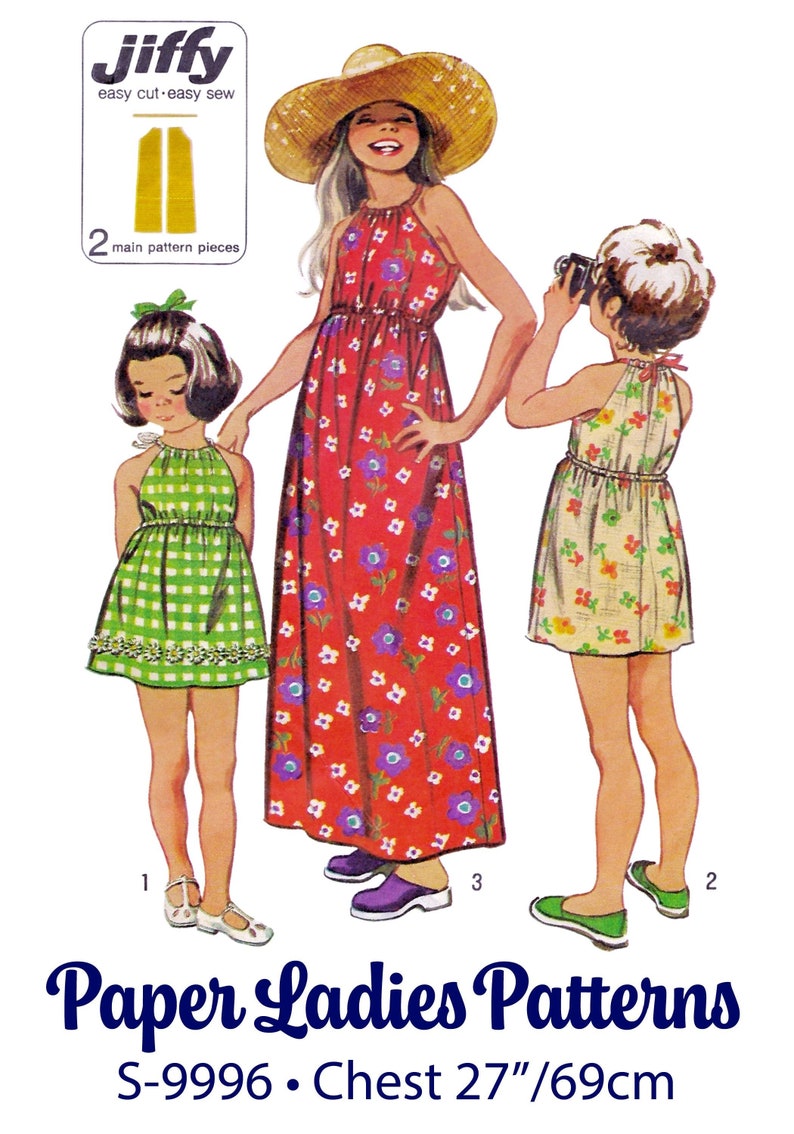 Vintage Girls' Sewing Pattern PDF • Chest 27" • 1970s Girl's Dress ...