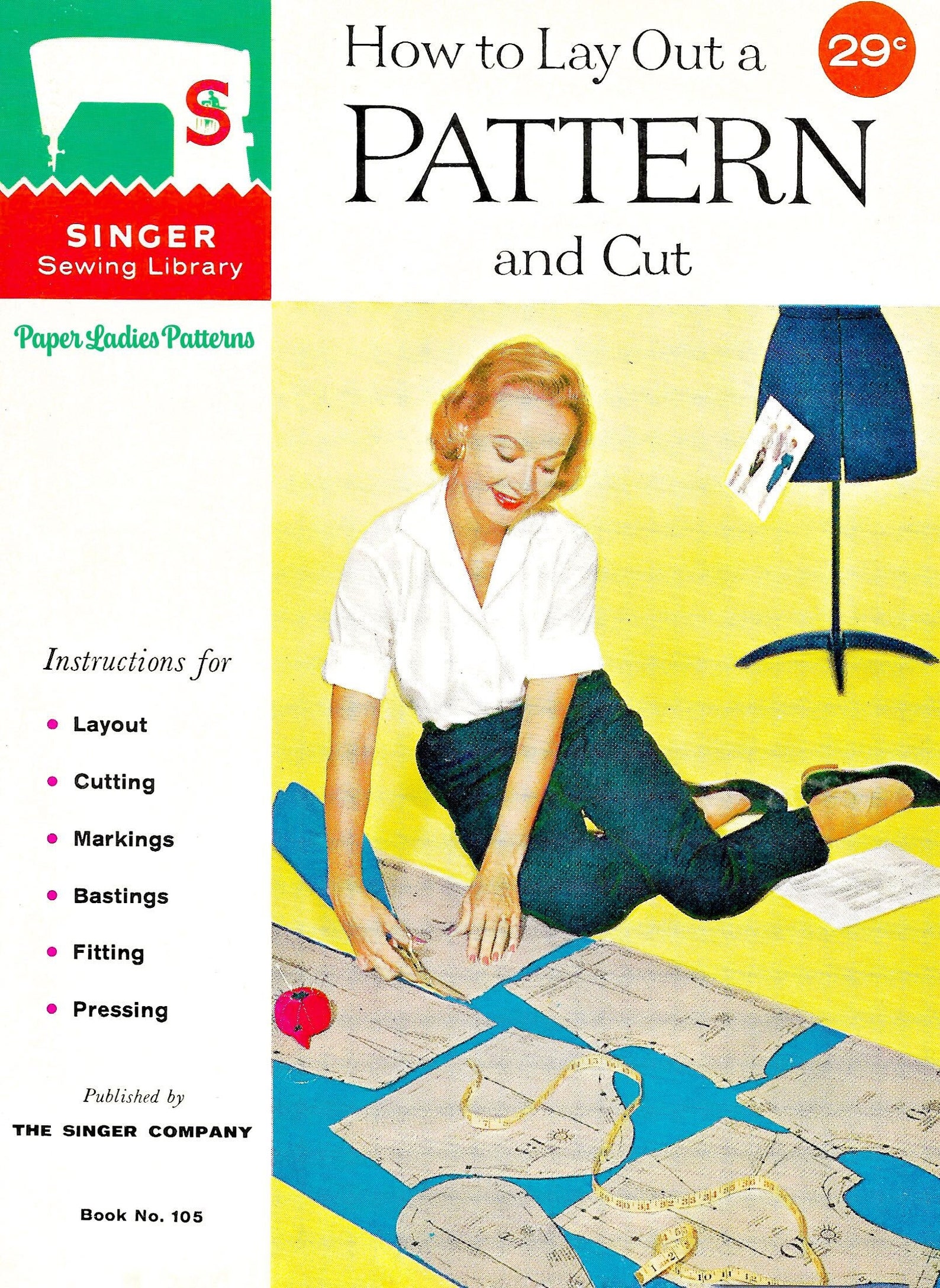 How to Lay Out a Pattern and Cut • 1960 Singer Sewing Book PDF • 60s ...