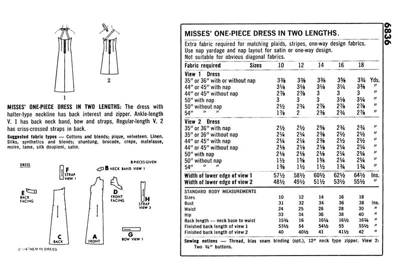 1960s Prom Dress Pattern PDF • bust 31" • Wedding Dress, Maxi/long ...