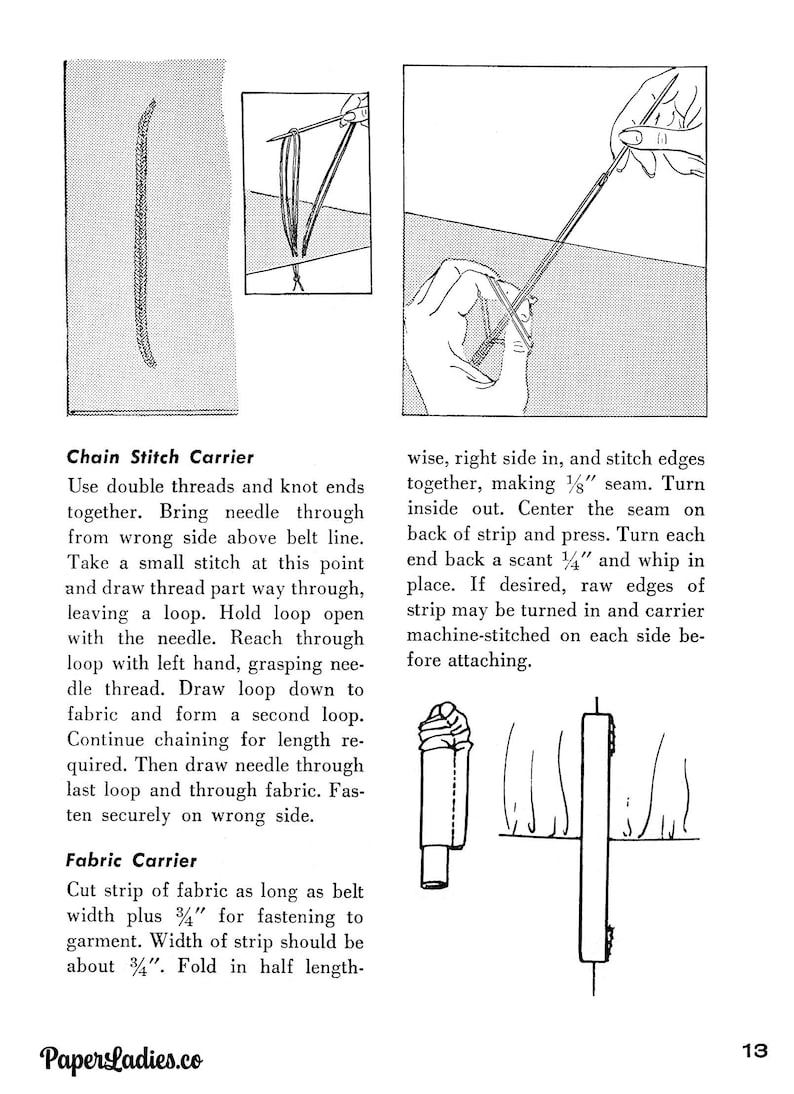 How to Make Belts + Hems • 1960s Vintage Sewing Book PDF • Tailoring ...