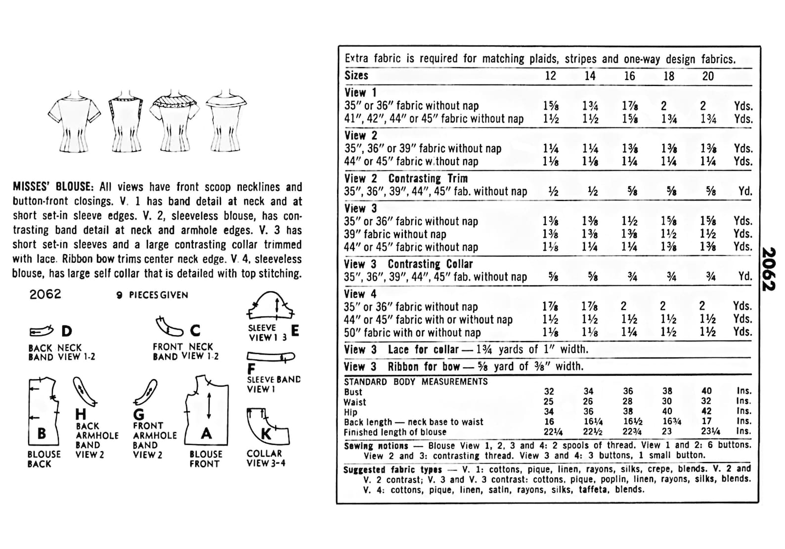 1950s Blouse Sewing Pattern PDF • bust 34" • women's Shirt, Bishop ...