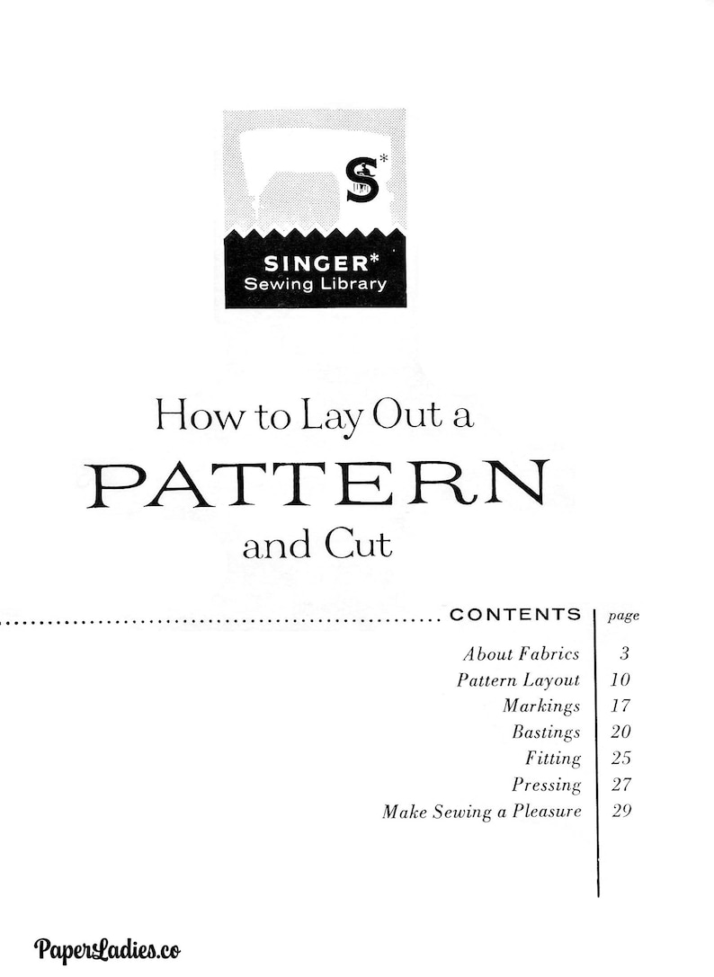 How to Lay Out a Pattern and Cut • 1960 Singer Sewing Book PDF • 60s ...