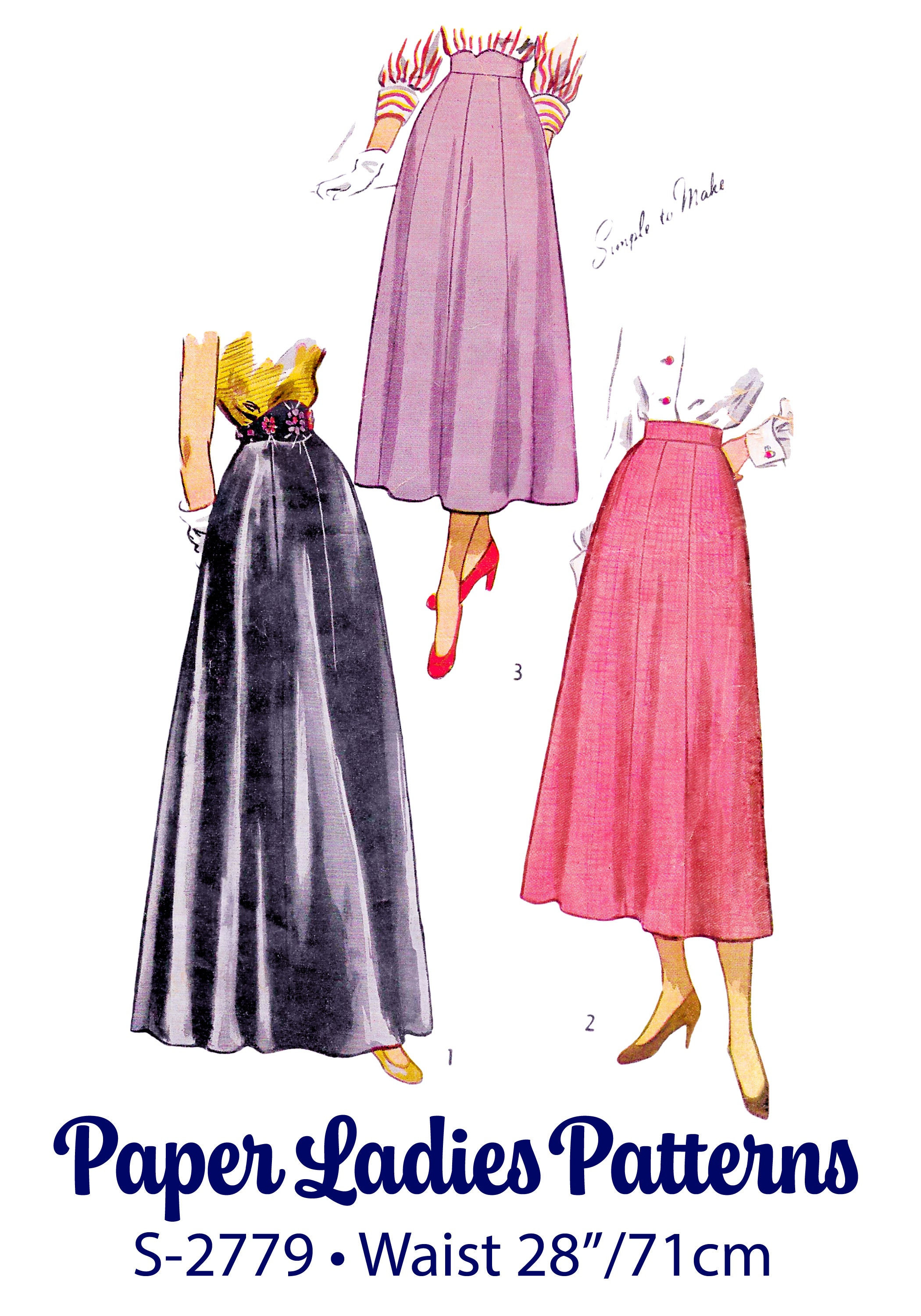 Vintage 1940s Sewing Pattern PDF Pattern 40s 1949 • midi Maxi Long ...