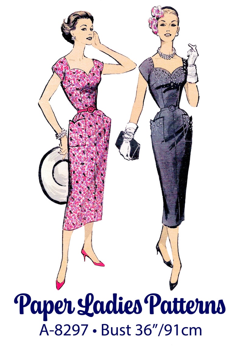 Bust 36/91cm vintage 1950s Sewing Pattern PDF Download 50s 1957 ...