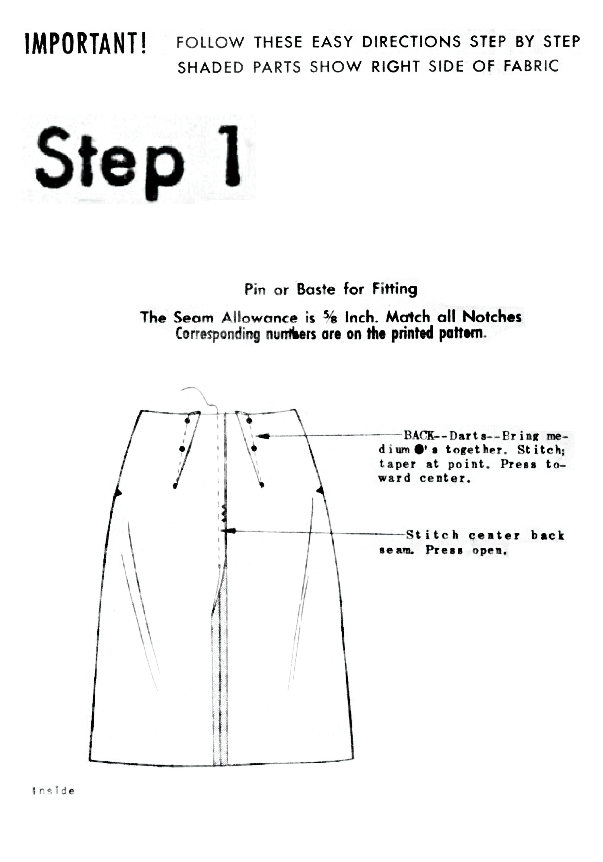 1950s Skirt Sewing Pattern PDF • Waist 26" • Pencil Skirt, Midi ...