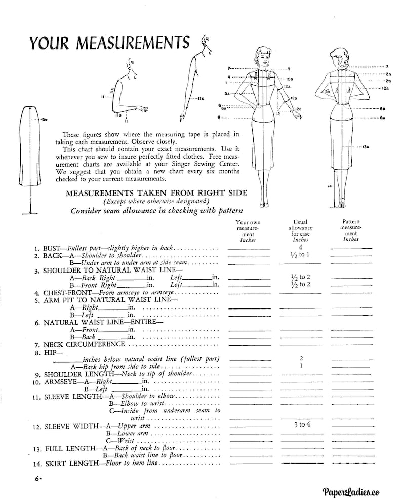 Singer Dressmaking Guide • 1947 Sewing Book PDF • 40s Vintage Sewing ...
