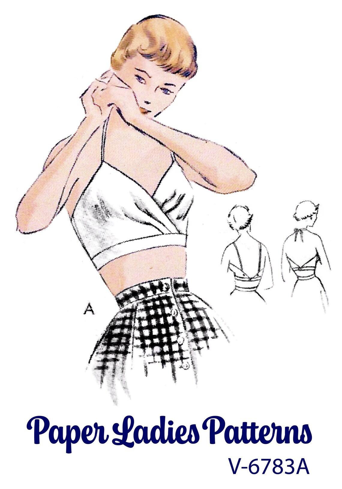 Vintage Sewing Pattern PDF 1940s 40s 1949 • beach Bra Cross Front Crop ...