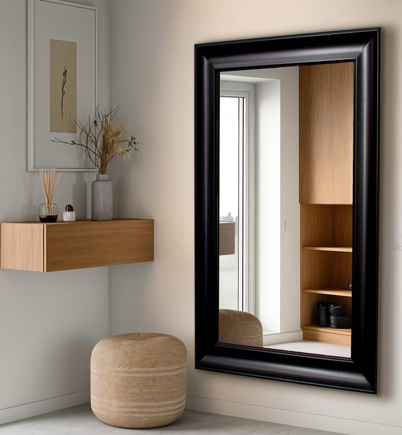 Rectangular Black Wood Framed Wall Mirror: Modern Home Decor - Etsy