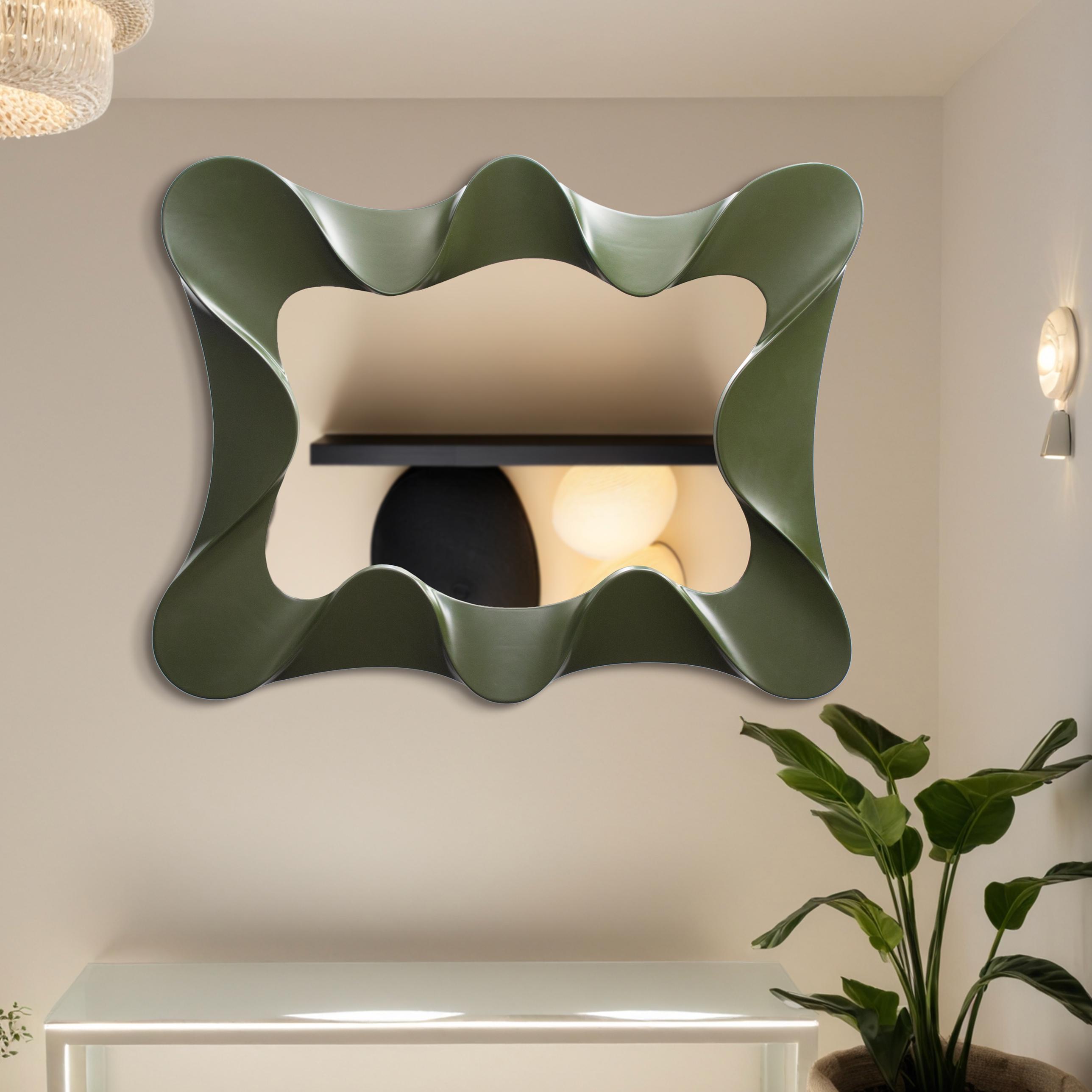 Wooden Wavy Wall Hanging Mirror, Funky Mirror in Custom Sizes ...