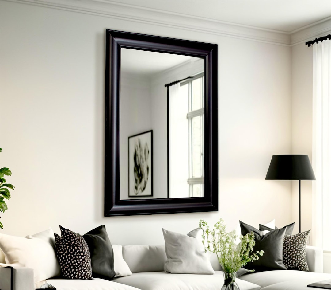 Rectangular Black Wood Framed Wall Mirror: Modern Home Decor - Etsy