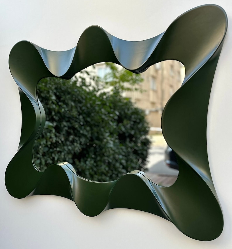 Wooden Wavy Wall Hanging Mirror, Funky Mirror in Custom Sizes ...