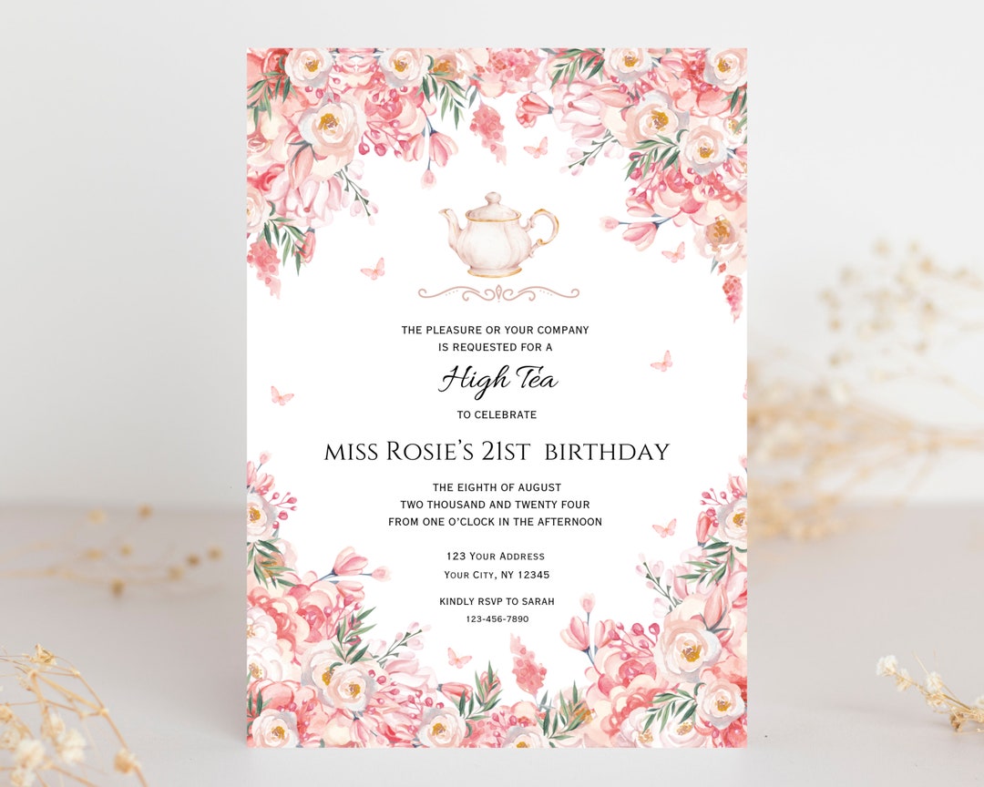 Editable High Tea Birthday Invitation,bridgerton Birthday Invitation ...