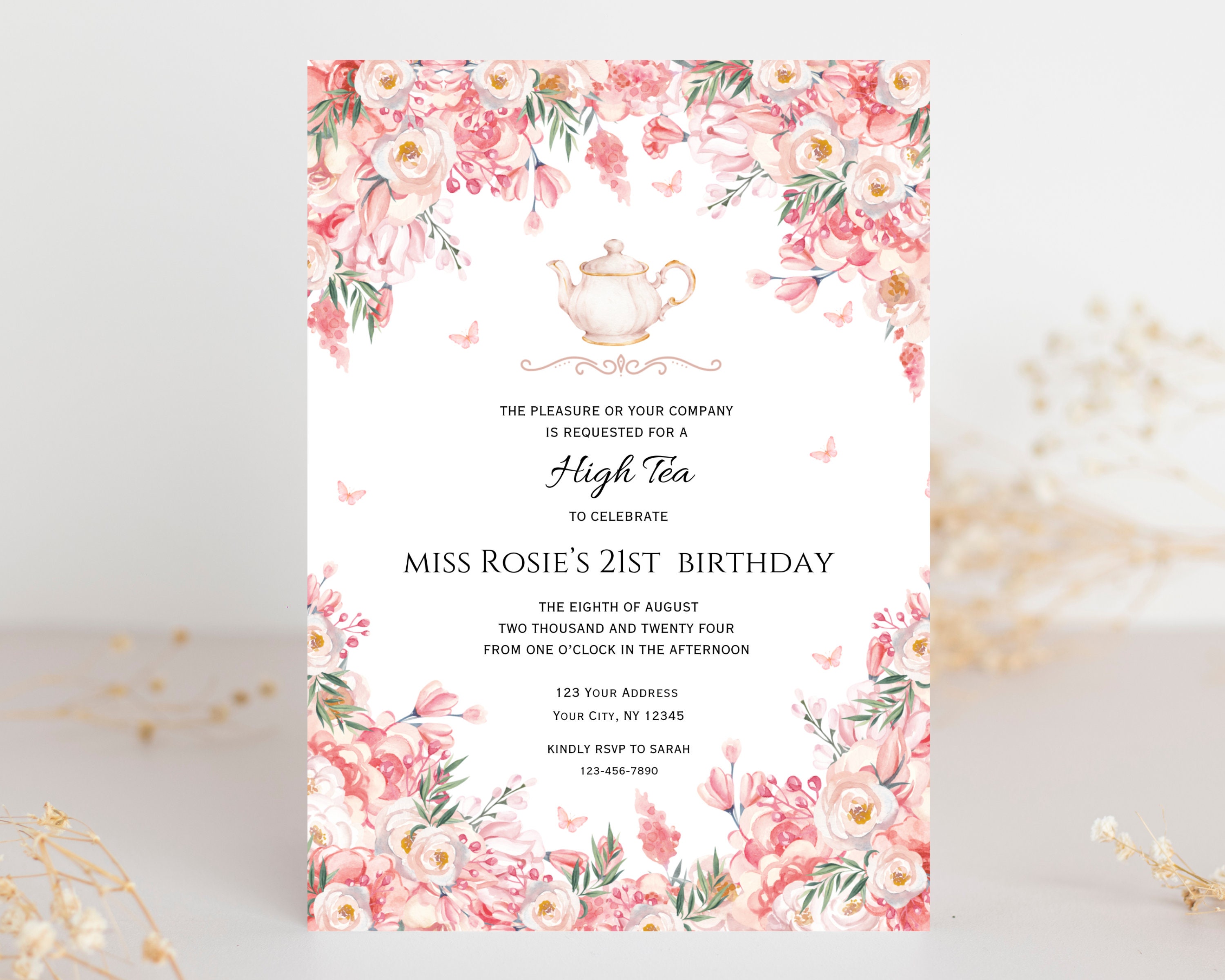 Editable High Tea Birthday Invitation,bridgerton Birthday Invitation ...