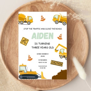Editable Construction Birthday Invitation Template (digital Download ...