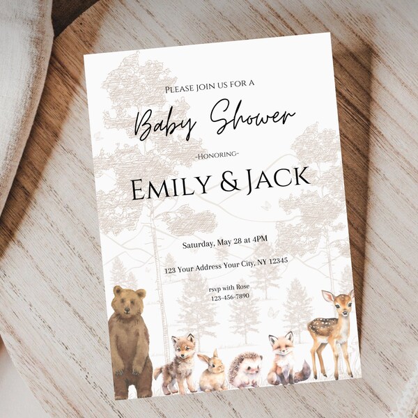 Woodland Invitation - Etsy