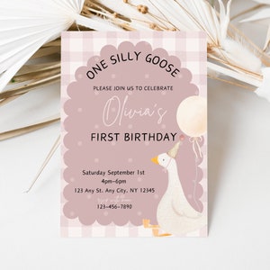 ONE Silly Goose Birthday Party Invitation,first Birthday Party Invite ...