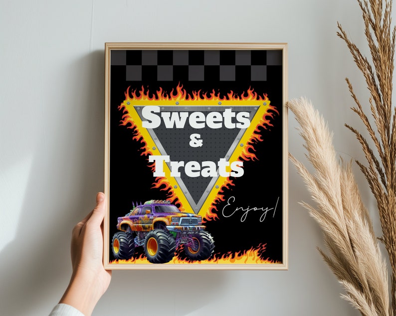EDITABLE Monster Truck Birthday Signs,trucks Birthday Table Sign ...