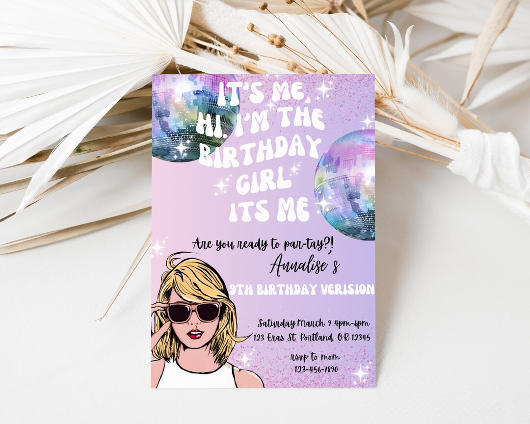 Taylor Birthday Party Invitation Template, Editable Eras Birthday ...