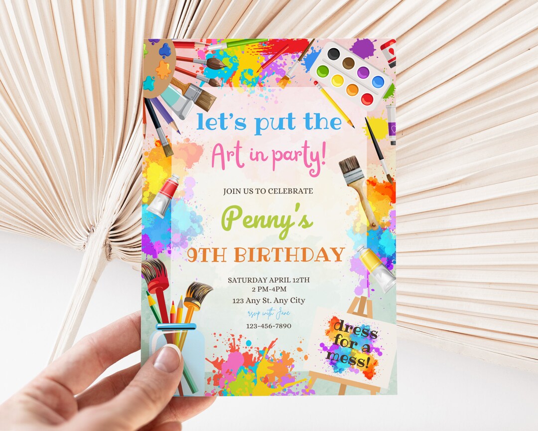 Art Birthday Party Invitation: Editable Painting Theme (digital ...