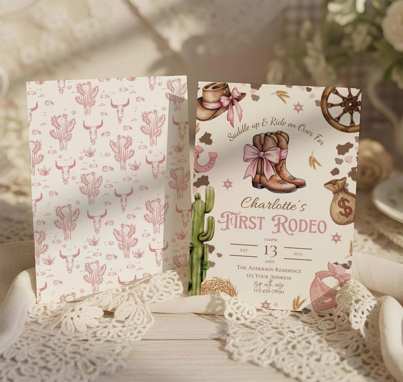 First Rodeo Birthday Party Invitation,cowgirl First Birthday Party ...