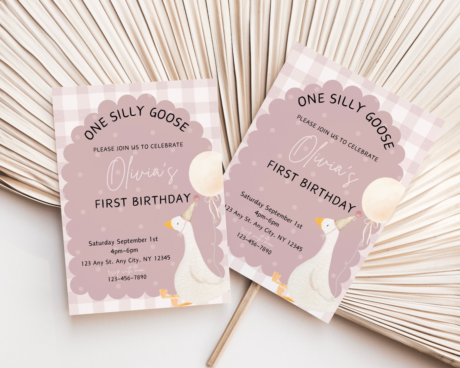 ONE Silly Goose Birthday Party Invitation,first Birthday Party Invite ...