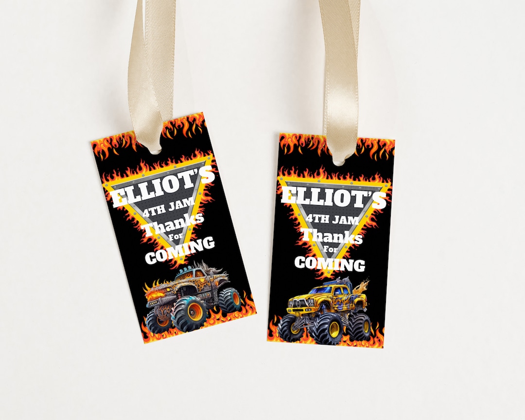 EDITABLE Monster Truck Thank You Tags,monster Jam Thank You Tag,favor ...