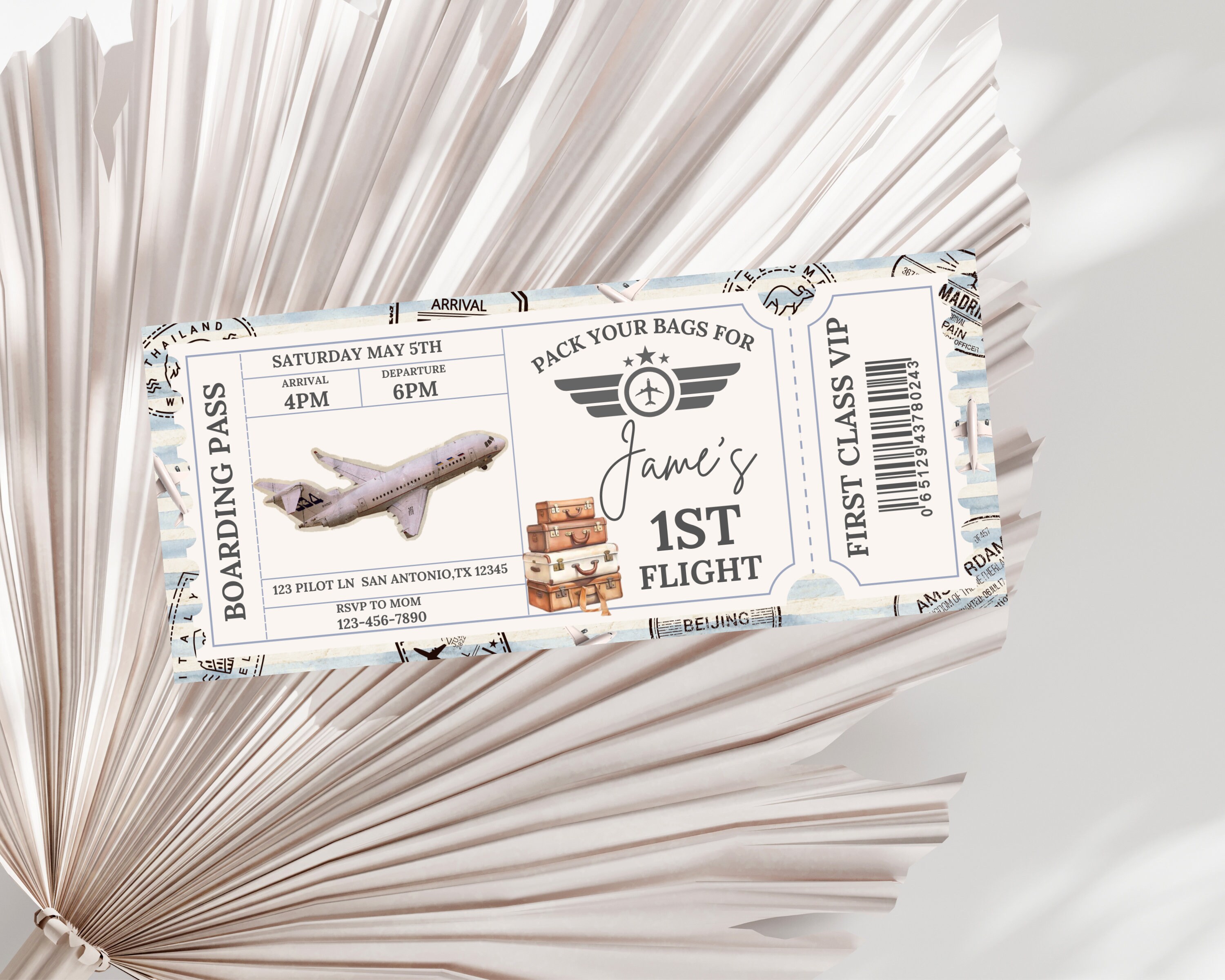 Airplane Ticket Birthday Party Invitation,editable Birthday Party ...