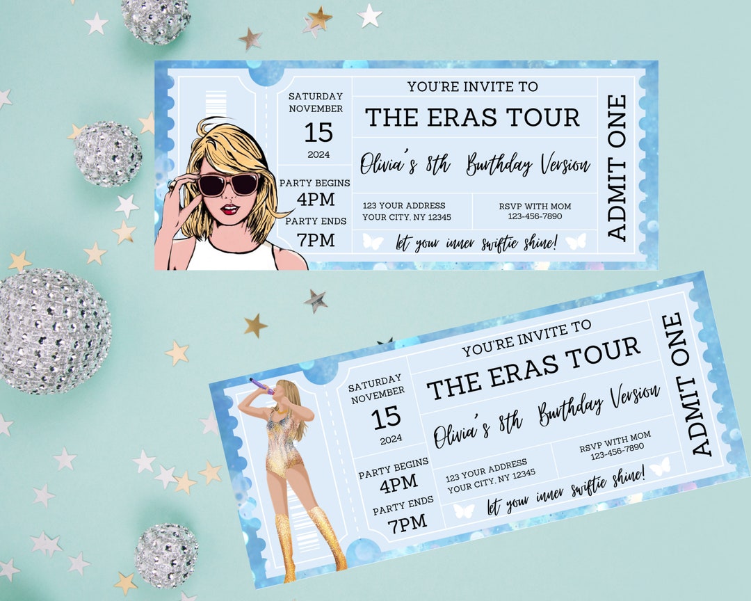 Taylor Era's Tour Ticket Stub, Birthday Invite ,eras Birthday ...