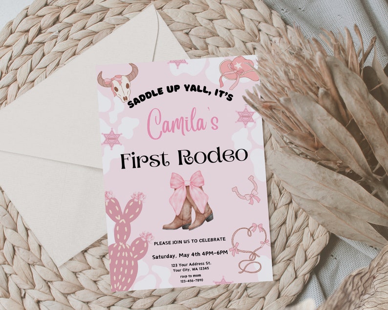 EDITABLE My First Rodeo Birthday Invitation,first Birthday Party ...