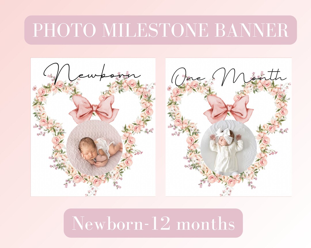 Editable Minnie Milestone Banner,simple Minnie Decor,floral Minnie ...