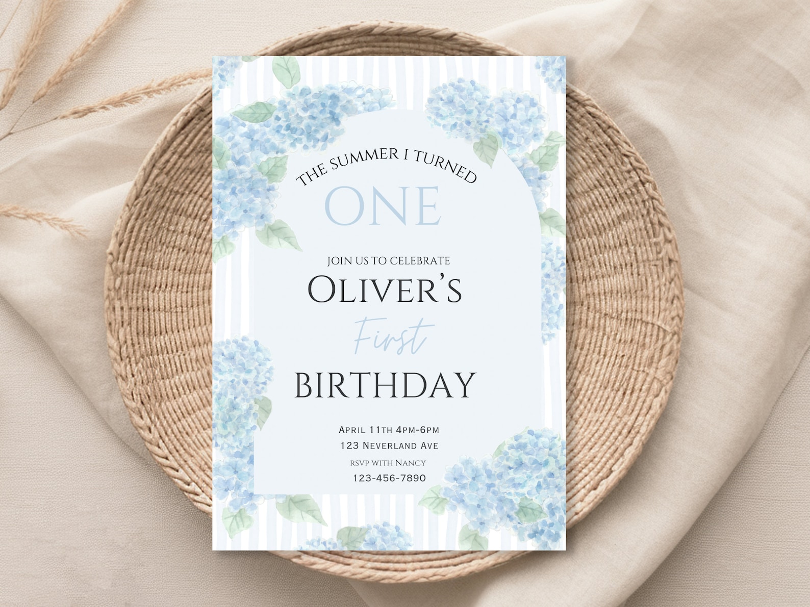 The Summer I Turned One Birthday Party Invitation,floral Birthday ...