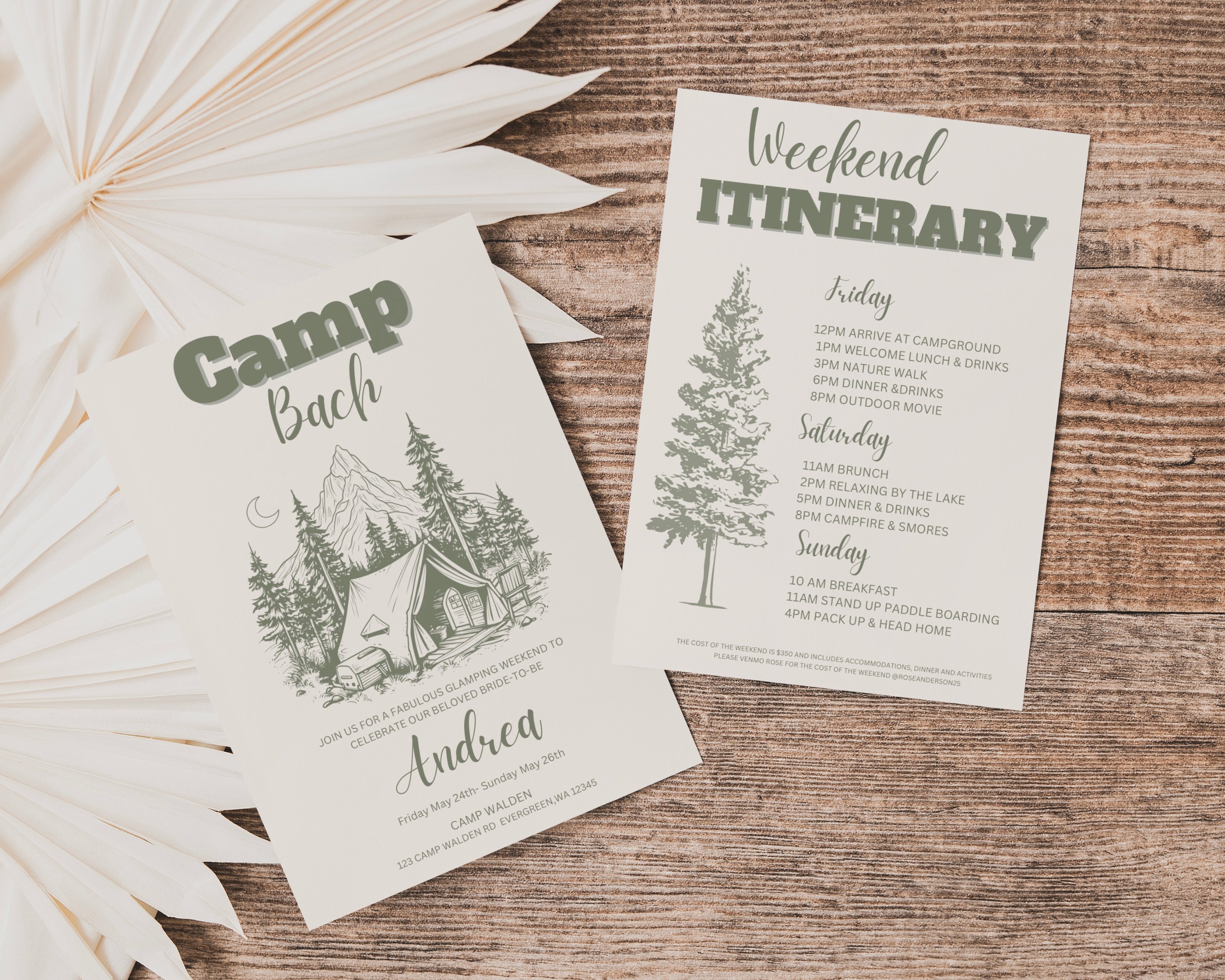 Camp Bachelorette Themed Invitation,editable Camp Bach Invite,camping ...
