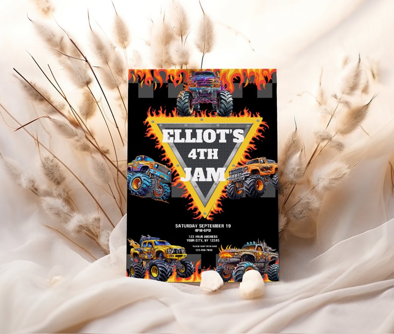 EDITABLE Monster Truck Birthday Invitation,trucks Birthday Invitation ...