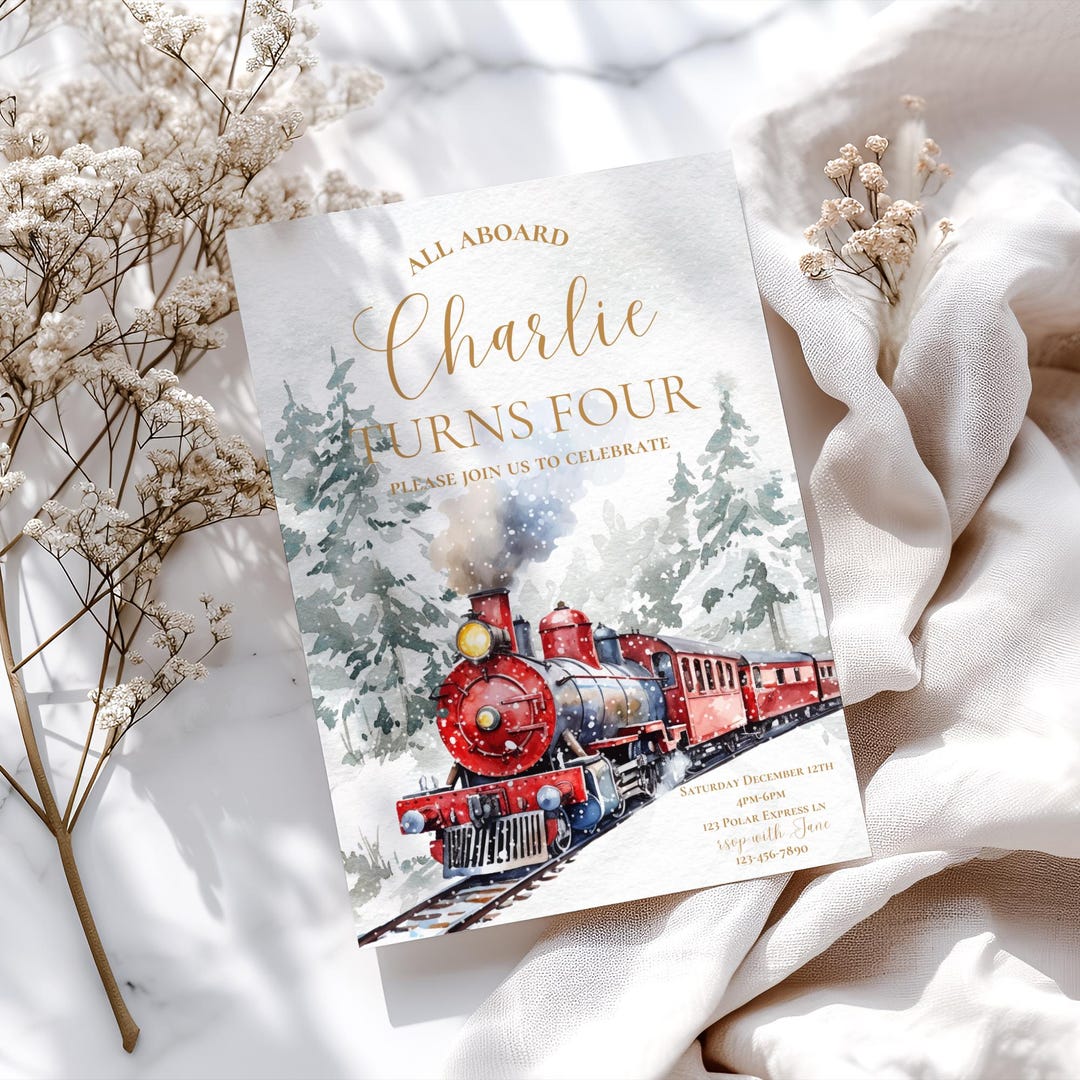 All Aboard Birthday Party Invitation,christmas Train Birthday Party ...