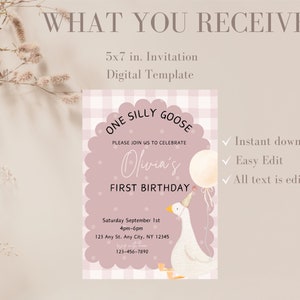 ONE Silly Goose Birthday Party Invitation,first Birthday Party Invite ...