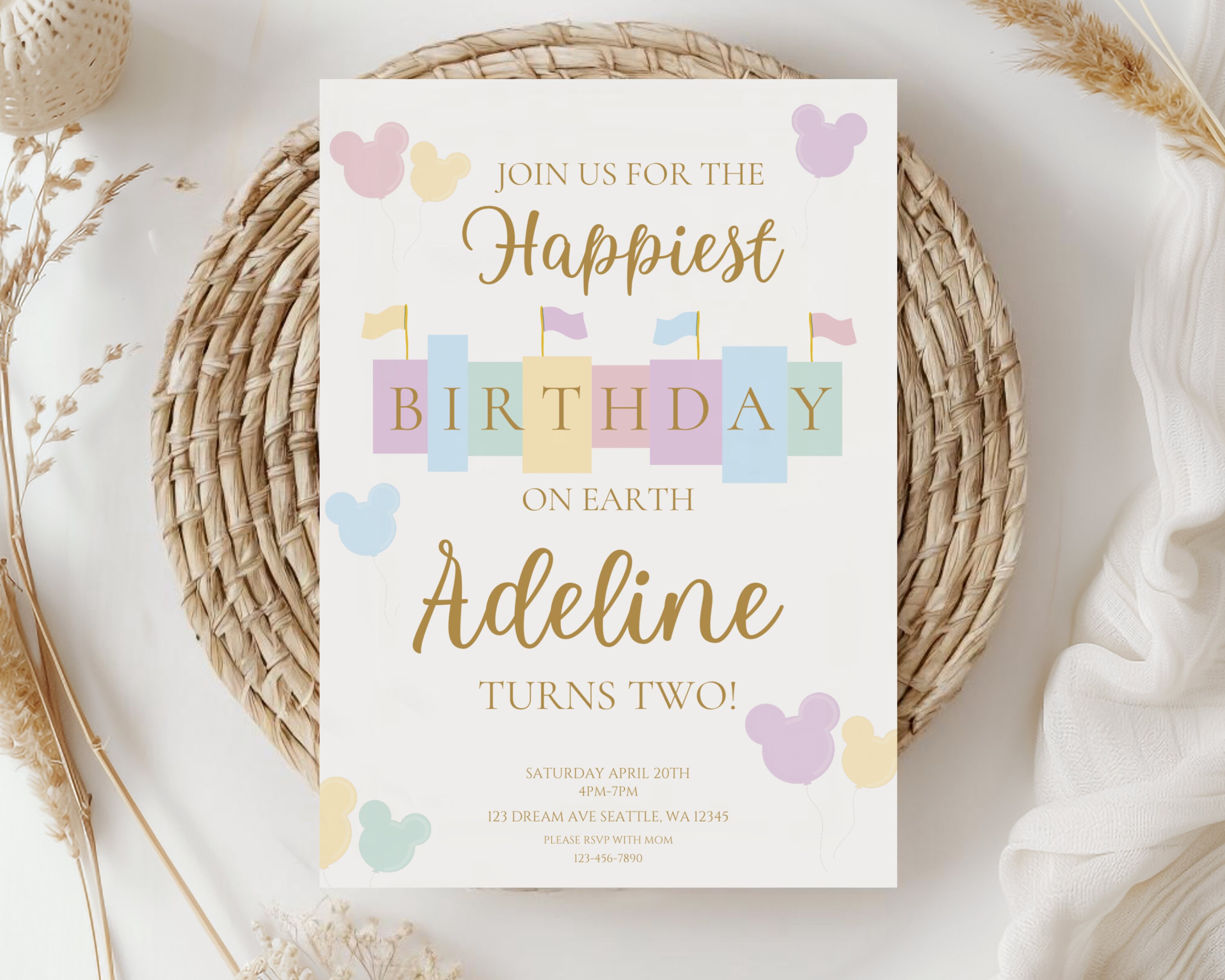 Happiest Birthday on Earth Birthday Invitation,minnie Birthday Invite ...